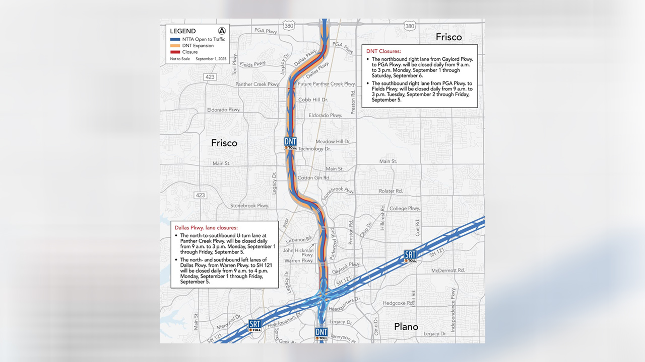 Dallas North Tollway Closures In Frisco Continue Through Saturday
