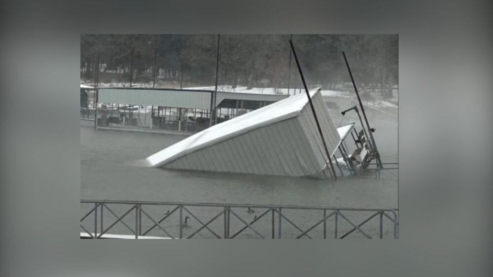 Lake Texoma Ice Storm Destroys Marina Boathouses