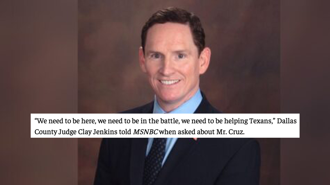 Dallas County Judge Clay Jenkins Traveled Out of State Ahead of North ...